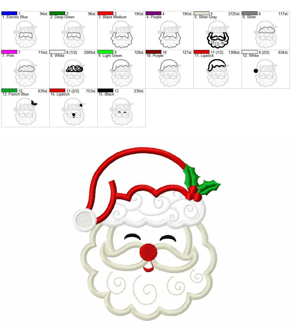 Christmas Santa Claus Face Machine Embroidery Applique CH0163 - Etsy ...