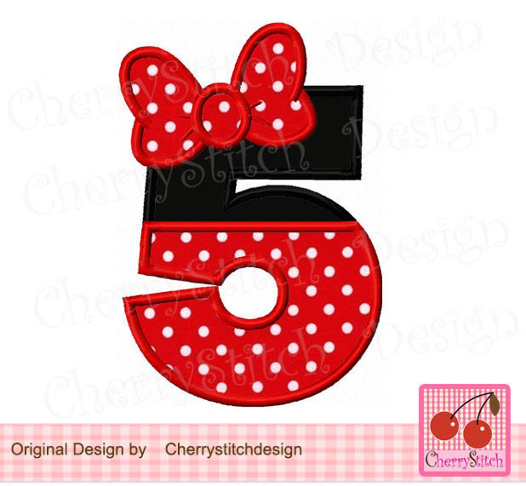 Minnie Number 5 Birthday Embroidery Applique Design - Etsy