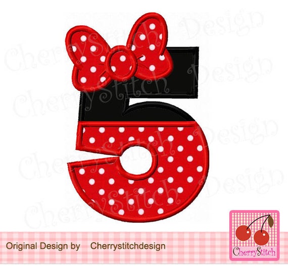 Minnie Number 5 Birthday Embroidery Applique Design | Etsy