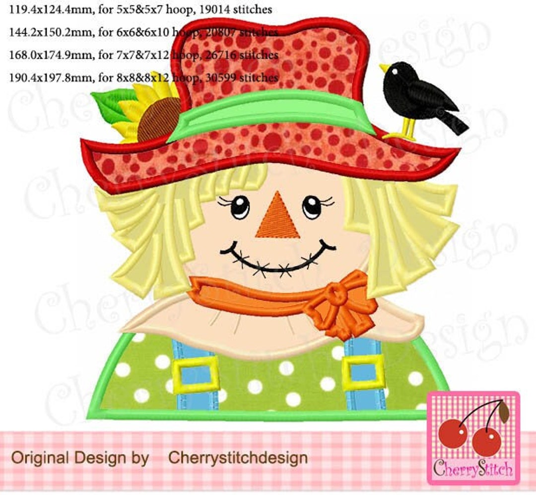 Fall Scarecrow Machine Embroidery Applique Design TH0114 - Etsy
