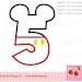 Number 5 Mouse Ears Mickey Number 5 Birthday Machine Embroidery ...