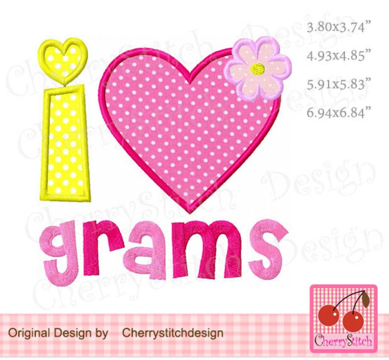 I Love Grams Machine Embroidery Applique Design Mother's - Etsy