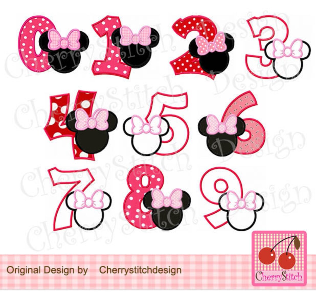 Minnie Numbers Set Machine Embroidery Applique - Etsy