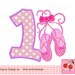 Ballet Shoes Number 1, Ballet Birthday Machine Embroidery Applique 4x4 ...