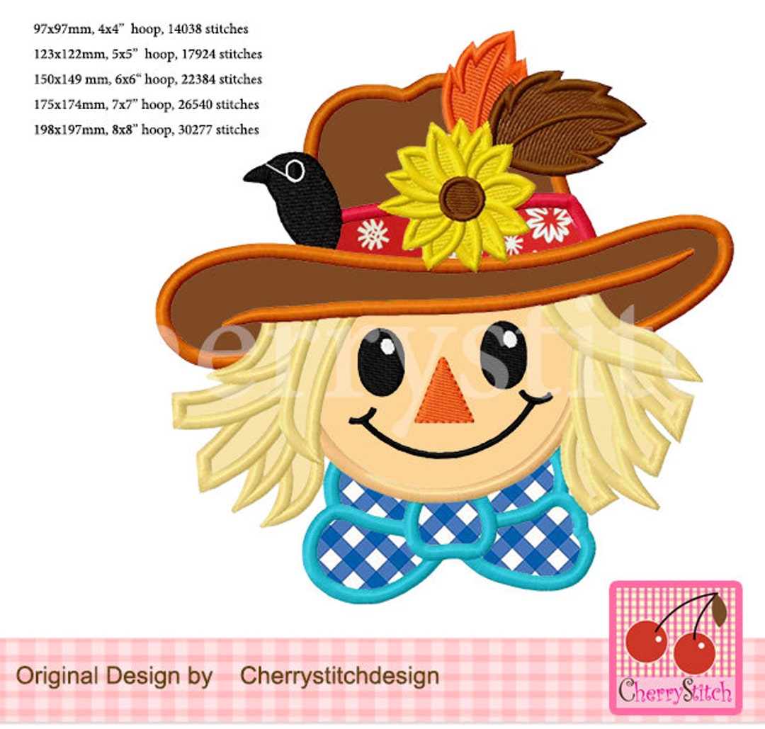 Thanksgiving Scarecrow Machine Embroidery Design, Scarecrow Face ...