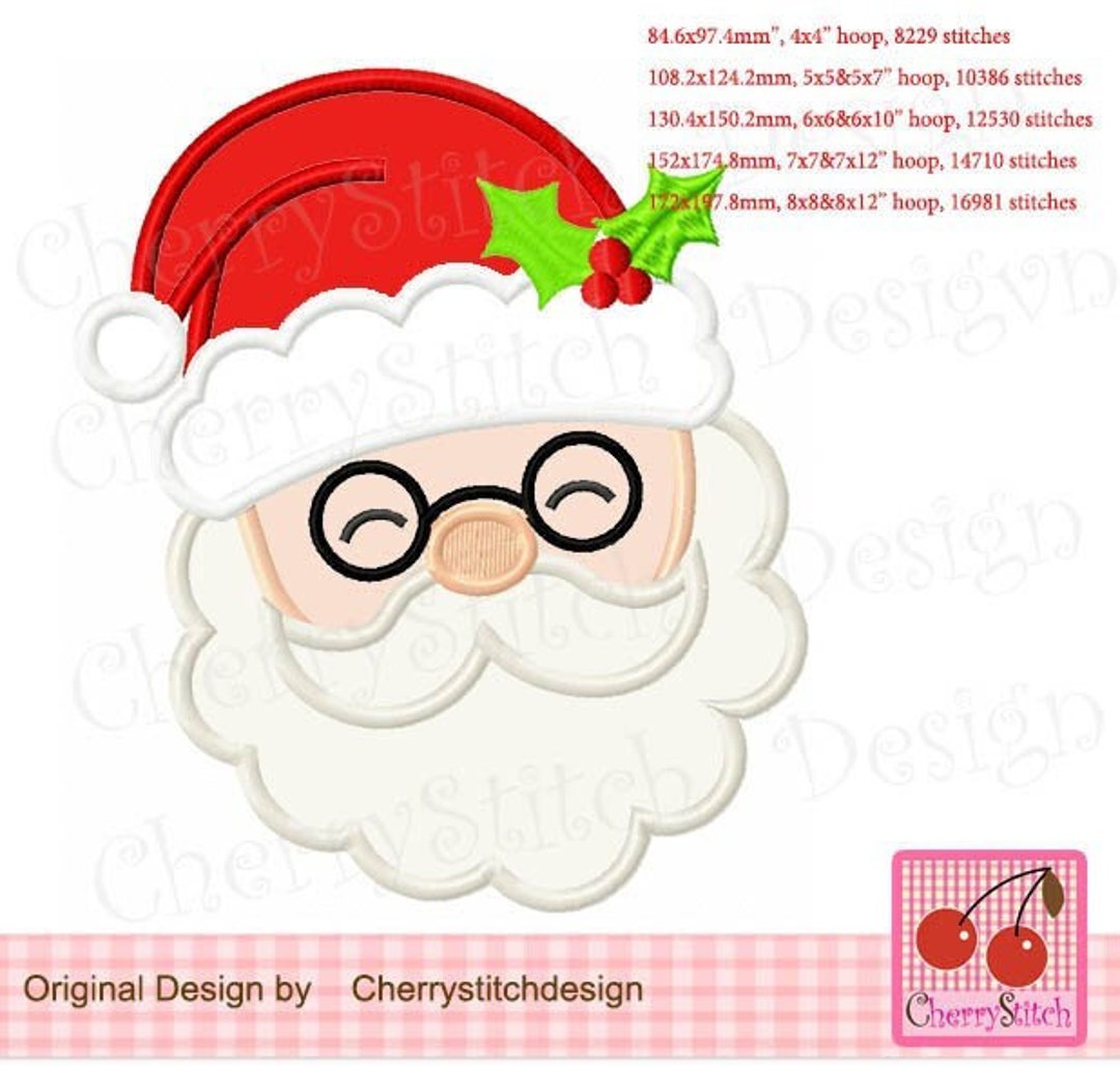 Christmas Santa Claus, Santa Face Machine Embroidery Applique CH0259 - Etsy