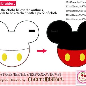 Mickey Mouse Ears Stroller Tag Machine Applique - Etsy