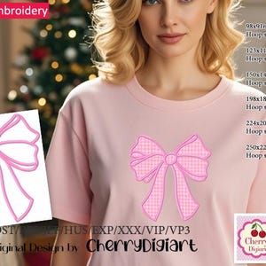 Christmas Bow Machine Embroidery Design: Side Applique (digital ...