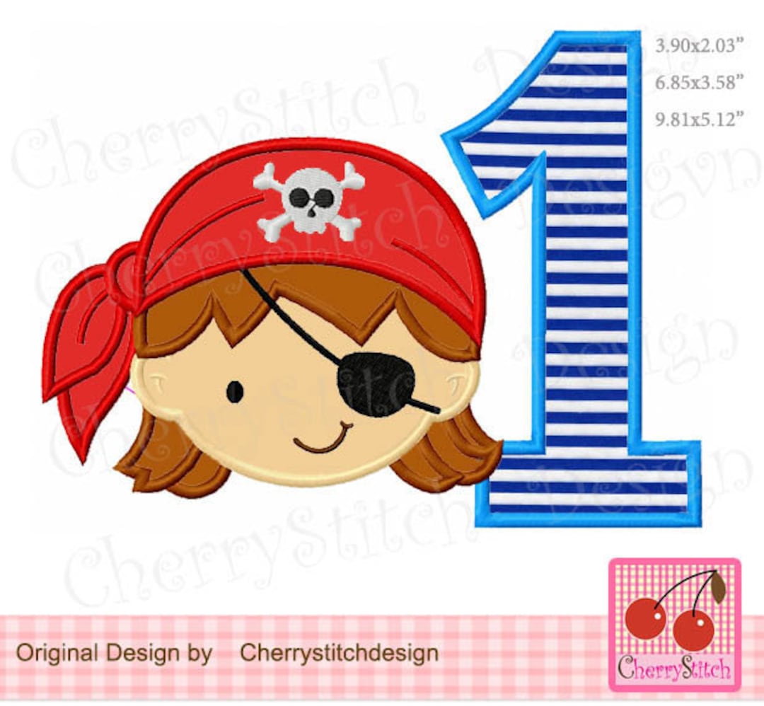 Pirate Number 1 Machine Embroidery Applique Design BIR0198 - Etsy