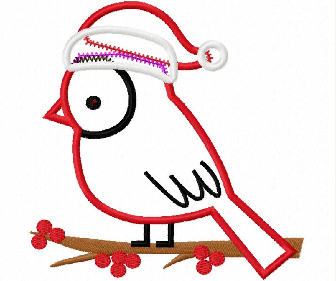 Christmas Cardinal Machine Embroidery Applique - Etsy