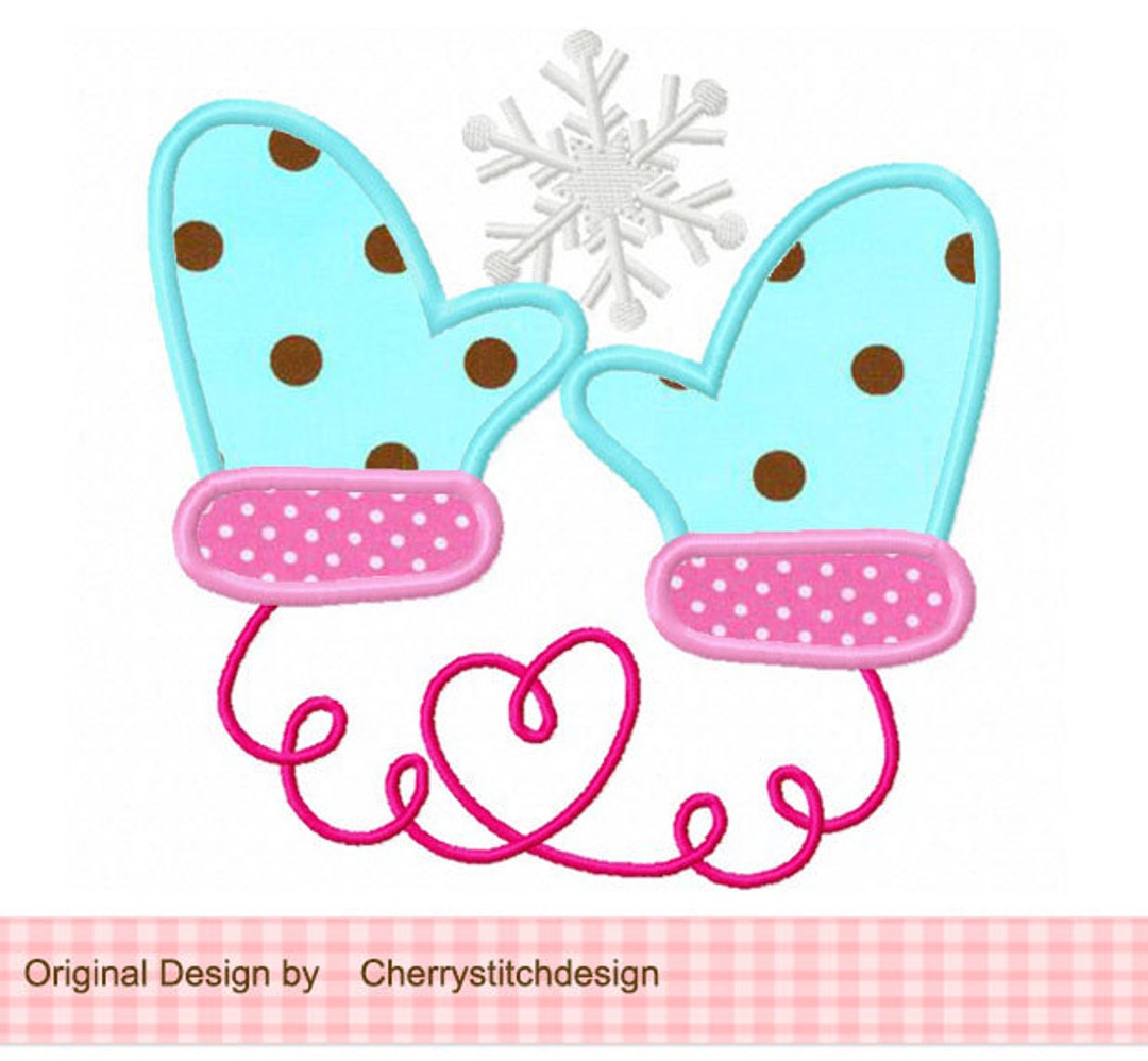 Embroidery Snowflake Mittens Machine Embroidery Applique - Etsy