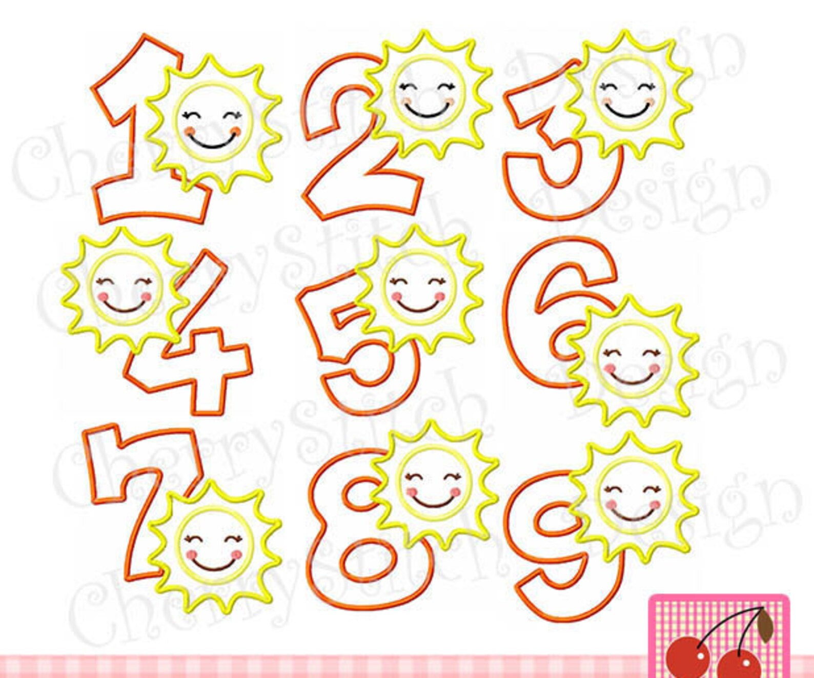 Números de sol 1-9 Números de cumpleaños Diseño de apliques - Etsy México