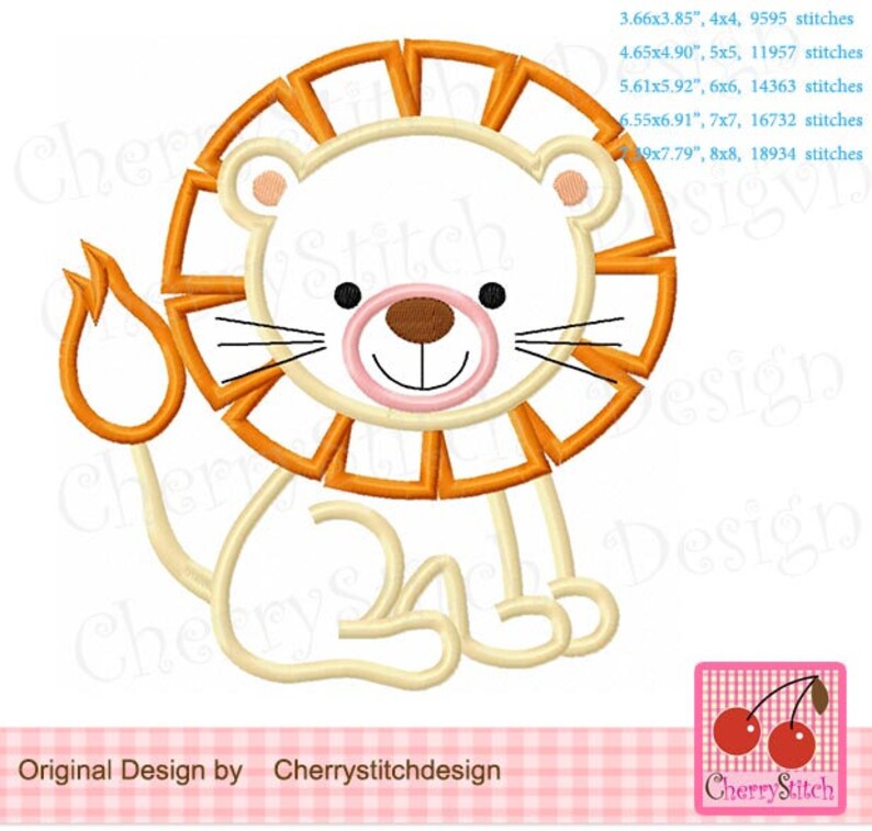 Little cute Lion Machine embroidery applique Design AN0482 | Etsy