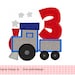Train Number 3 Transportation Birthday Machine Embroidery Applique ...