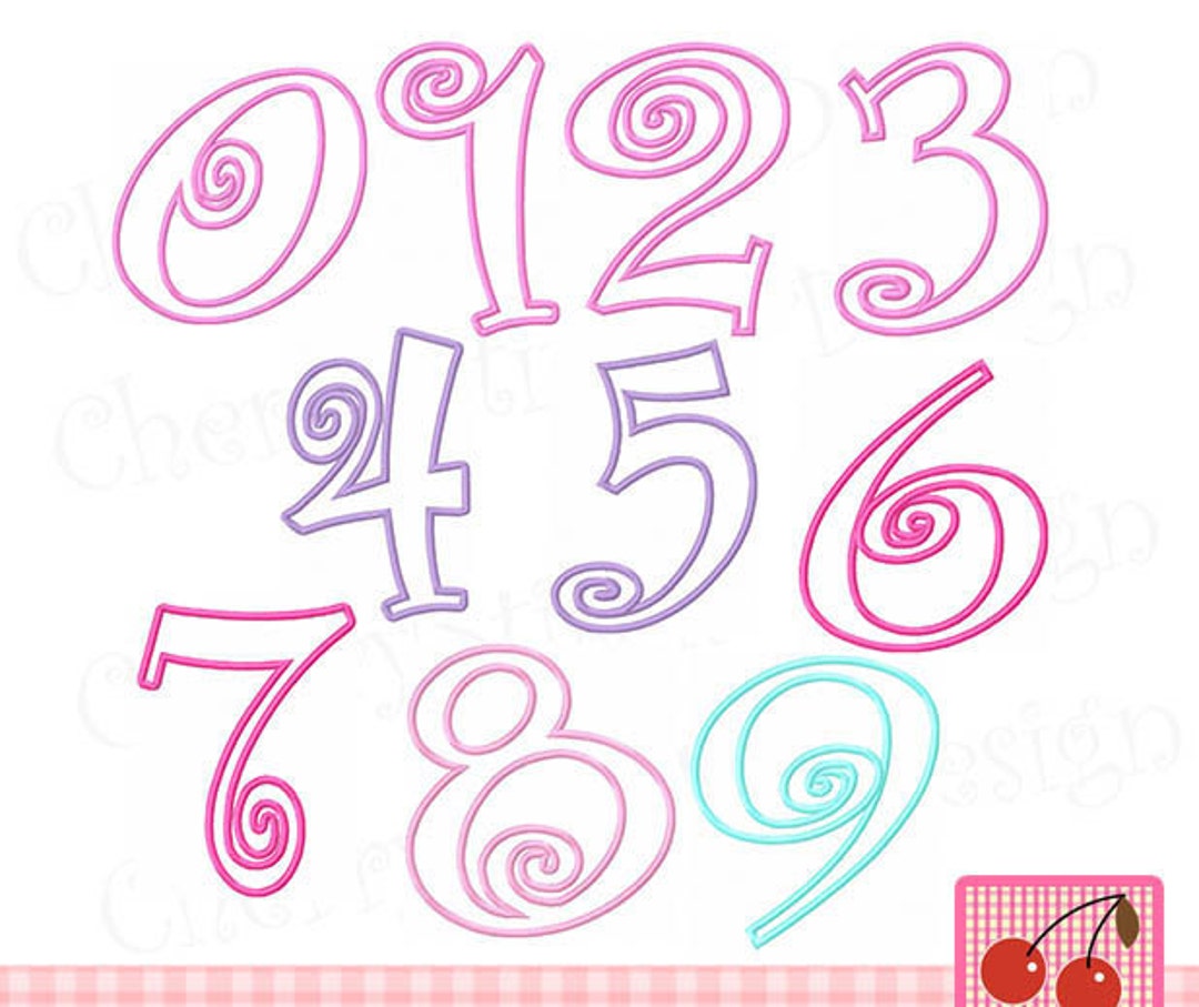 Curly Numbers 0-9plain Numbers 0 Through 9birthday Numbers - Etsy