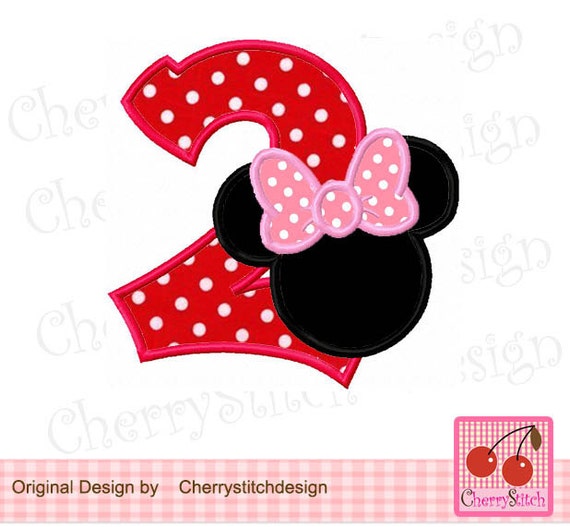 Minnie Número 2 cumpleaños máquina de bordado diseño para 4x4 | Etsy