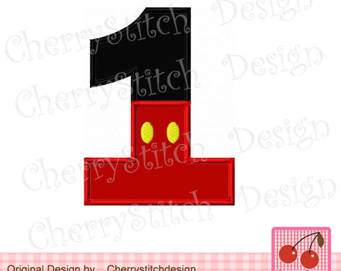 Mickey Numbers 1 Birthday Machine Embroidery Applique - Etsy