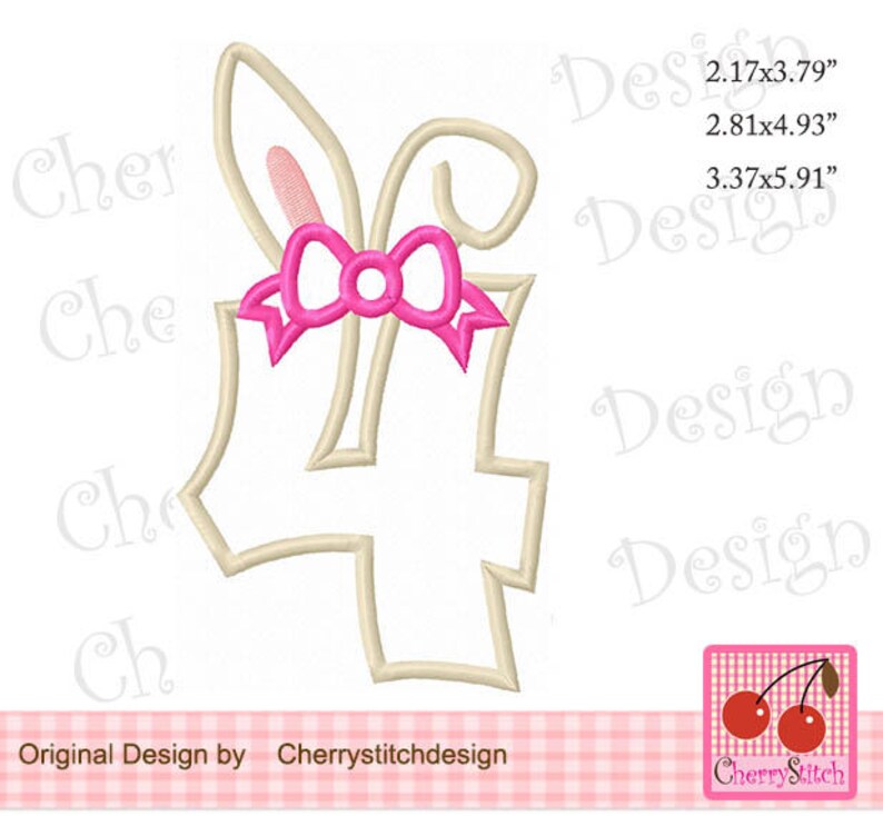 Bunny Number 4 Easter Machine Embroidery Applique Design - Etsy