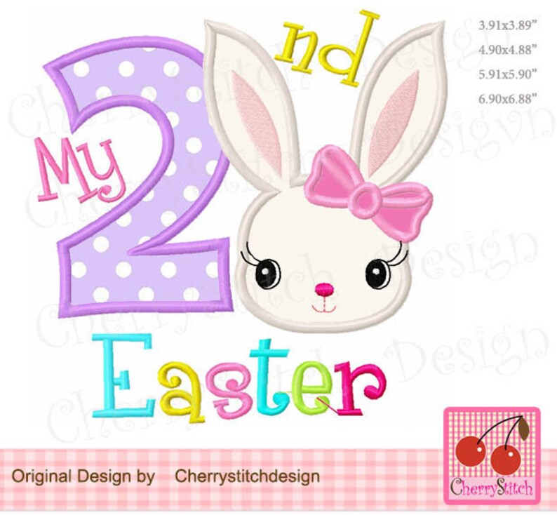 Embroidery Design My 2nd Easter Easter Bunny Girl Bunny | Etsy
