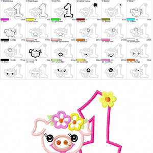 Piggy Number 1 Birthday Number 1 Machine Embroidery Applique BIR0347 - Etsy