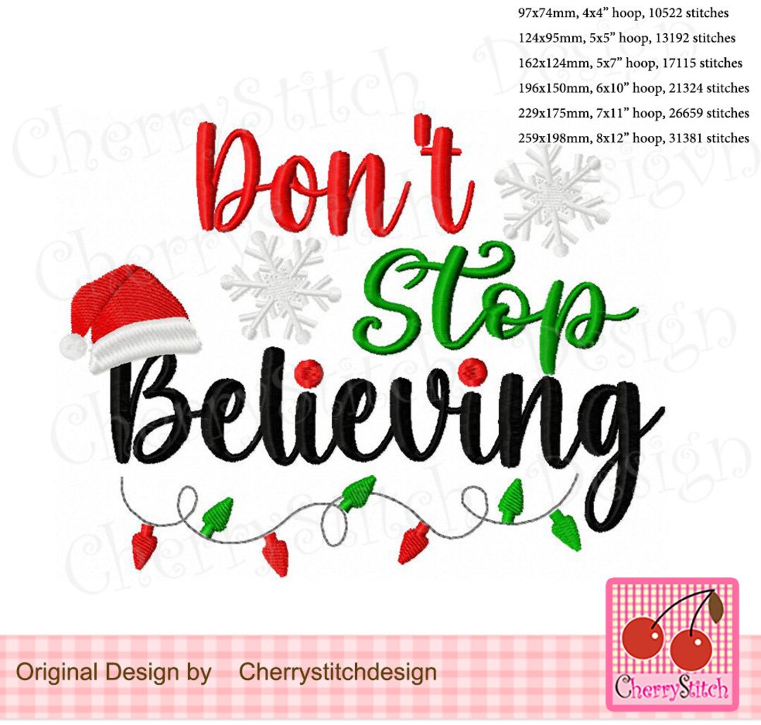 Don't Stop Believing Christmas Machine Embroidery - Etsy