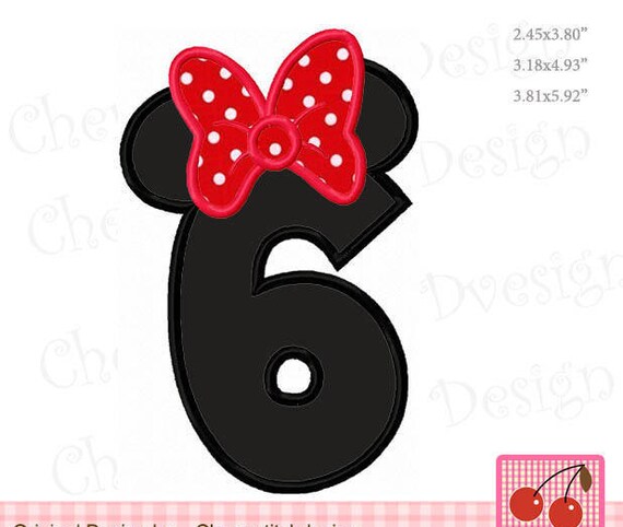 Number 6 Minnie Birthday Machine Embroidery Applique Design | Etsy