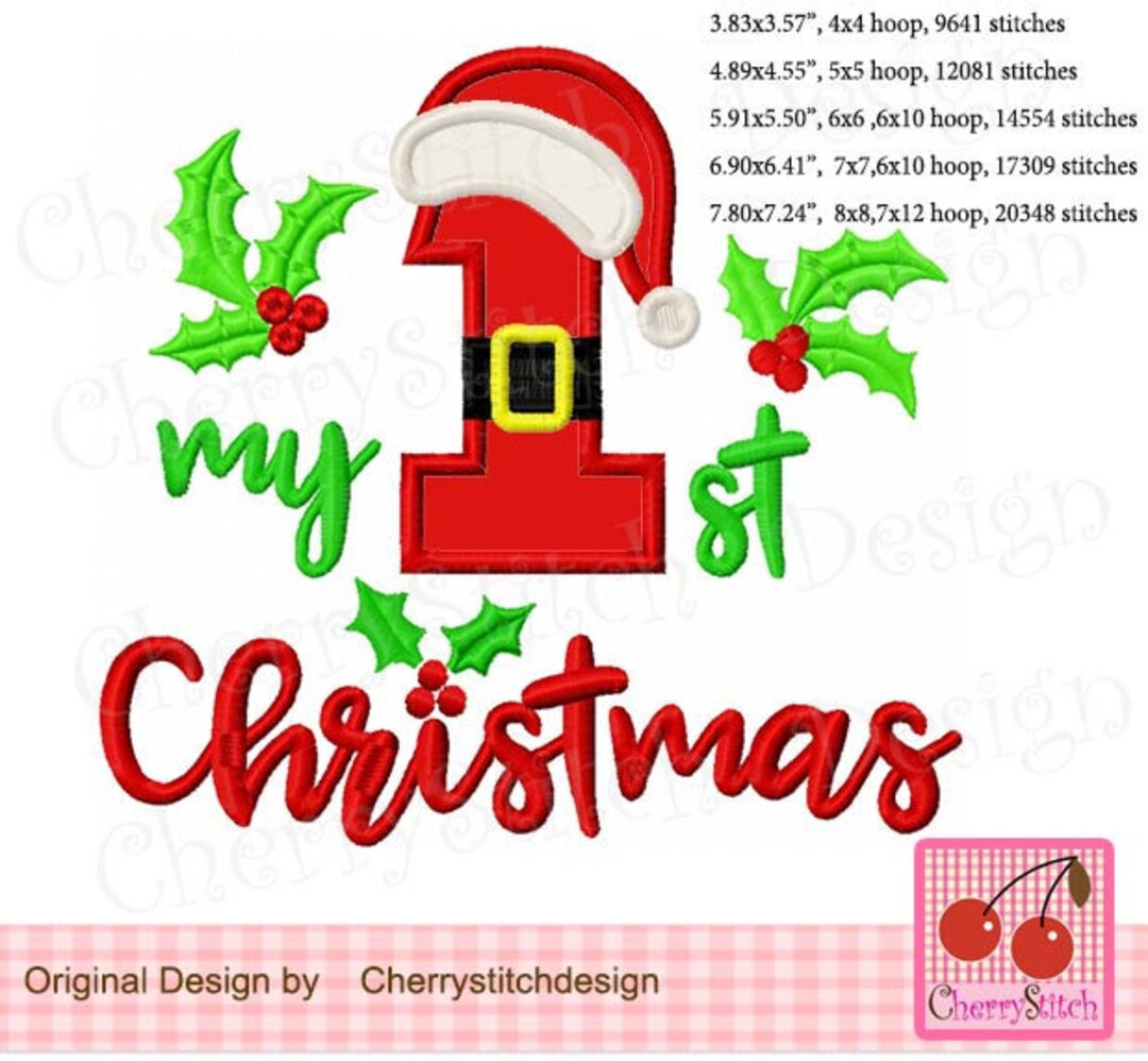 My 1st Christmas Santa Claus Christmas Machine Embroidery Applique ...