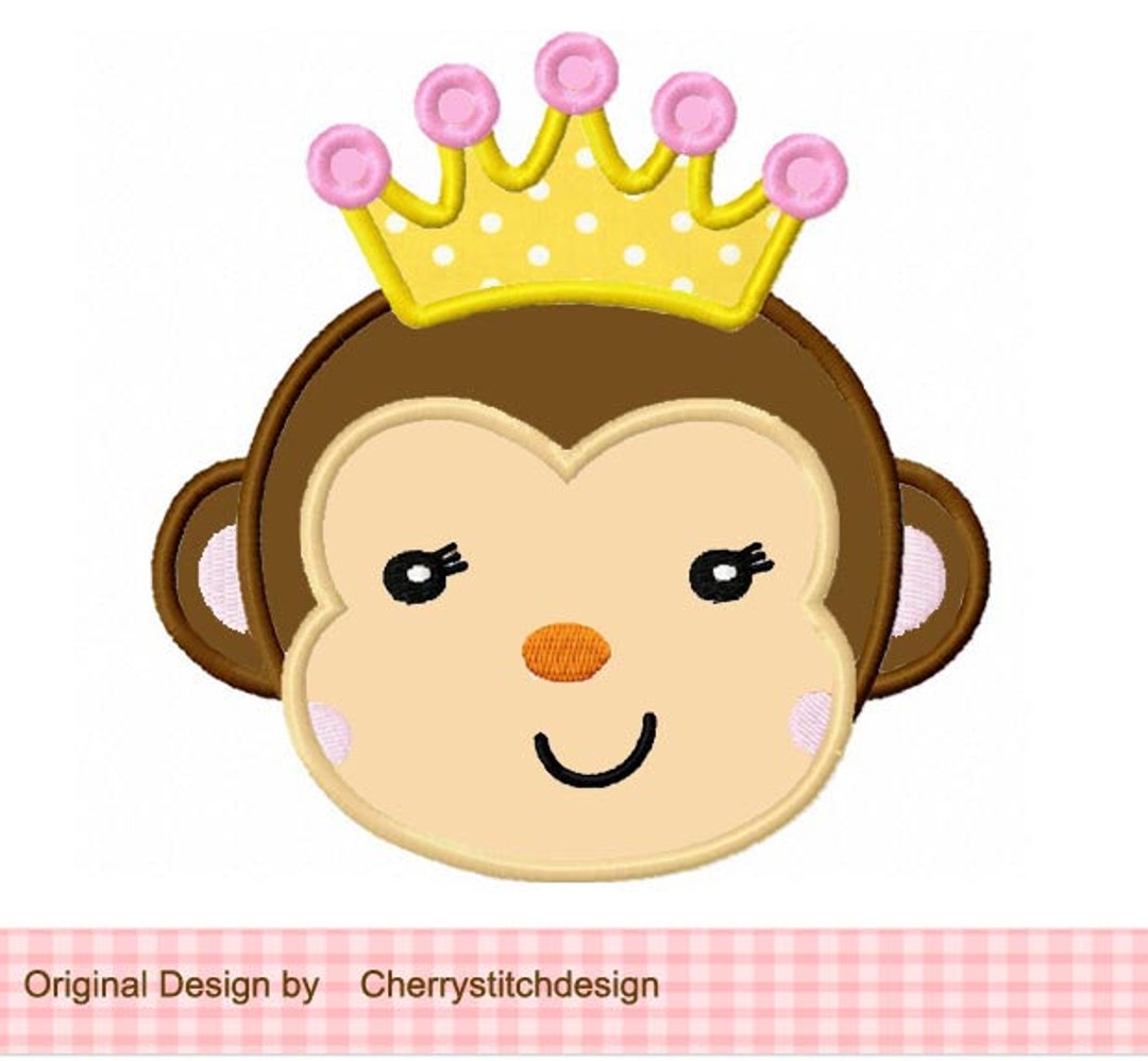 Princess Monkey Girl Machine Embroidery Applique Design - Etsy