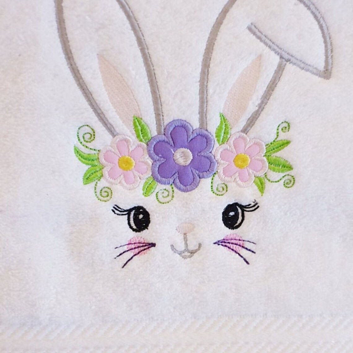 Embroidery Bunny Face Bunny With Flowers Machine Embroidery | Etsy