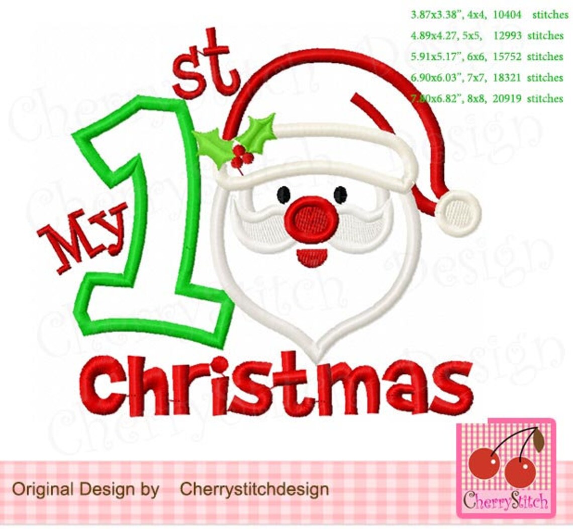 My 1st Christmas Santa Claus Christmas Machine Embroidery - Etsy