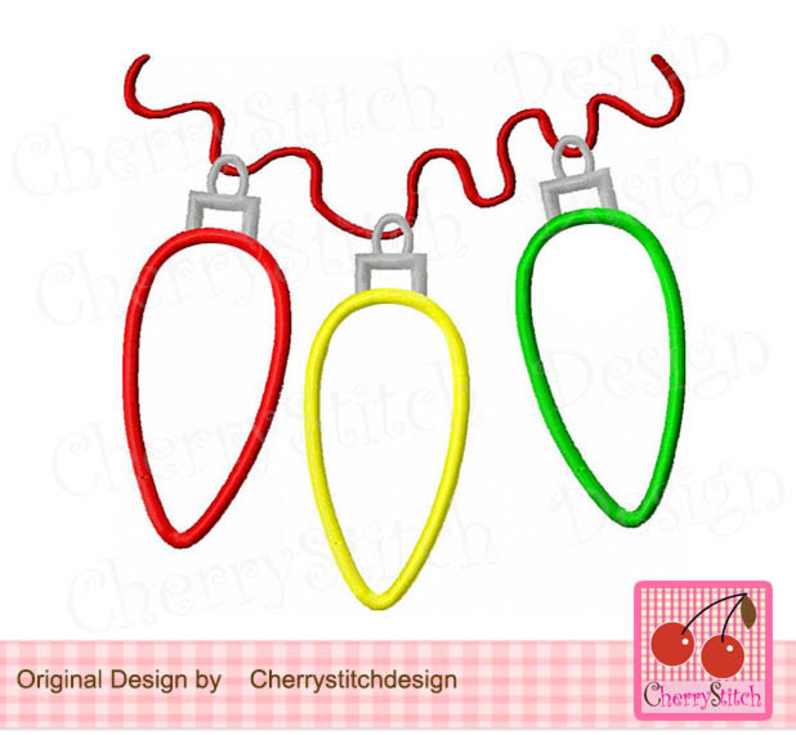 Christmas Ornaments, Christmas Lights Machine Embroidery Applique ...