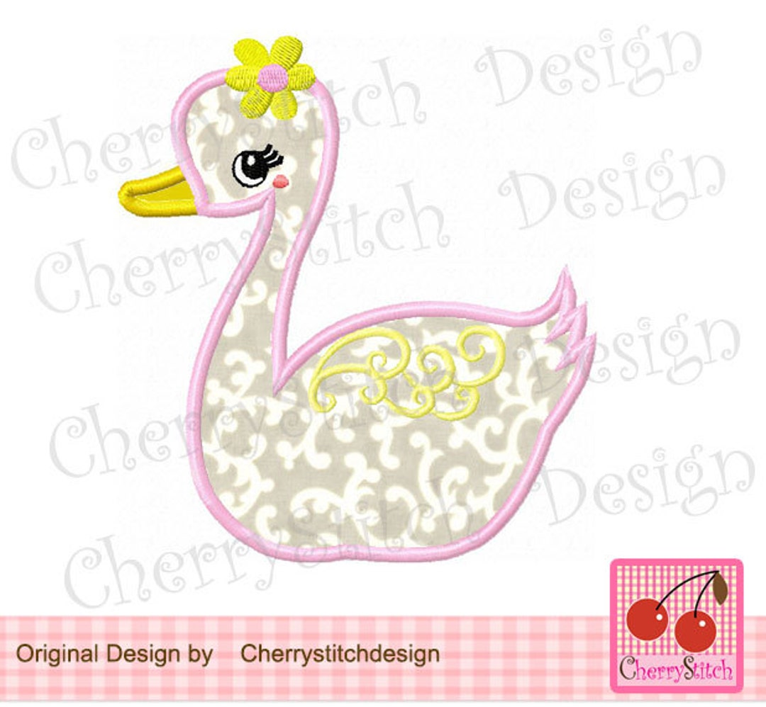 Swan Machine Embroidery Applique Design for Girls - Etsy