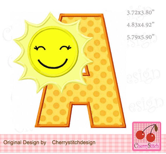 Embroidery Design Sunshine Monogram A Letter A Sun Alphabet | Etsy