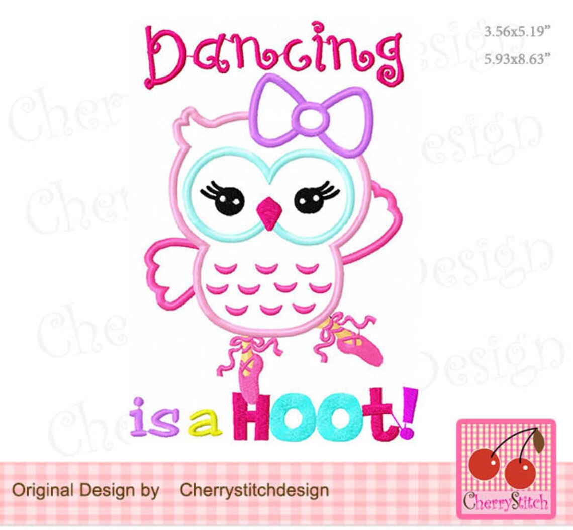 Dancing is a Hoot Owl Machine Embroidery Applique Applique | Etsy