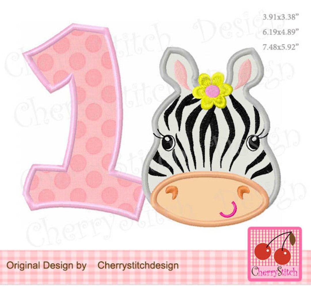 Zebra Girl Number 1 Appliquel Machine Embroidery Design BIR0221 - for ...
