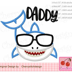 Shark Applique, Daddy Shark With Sunglasses, Mother's Day Father's Day ...