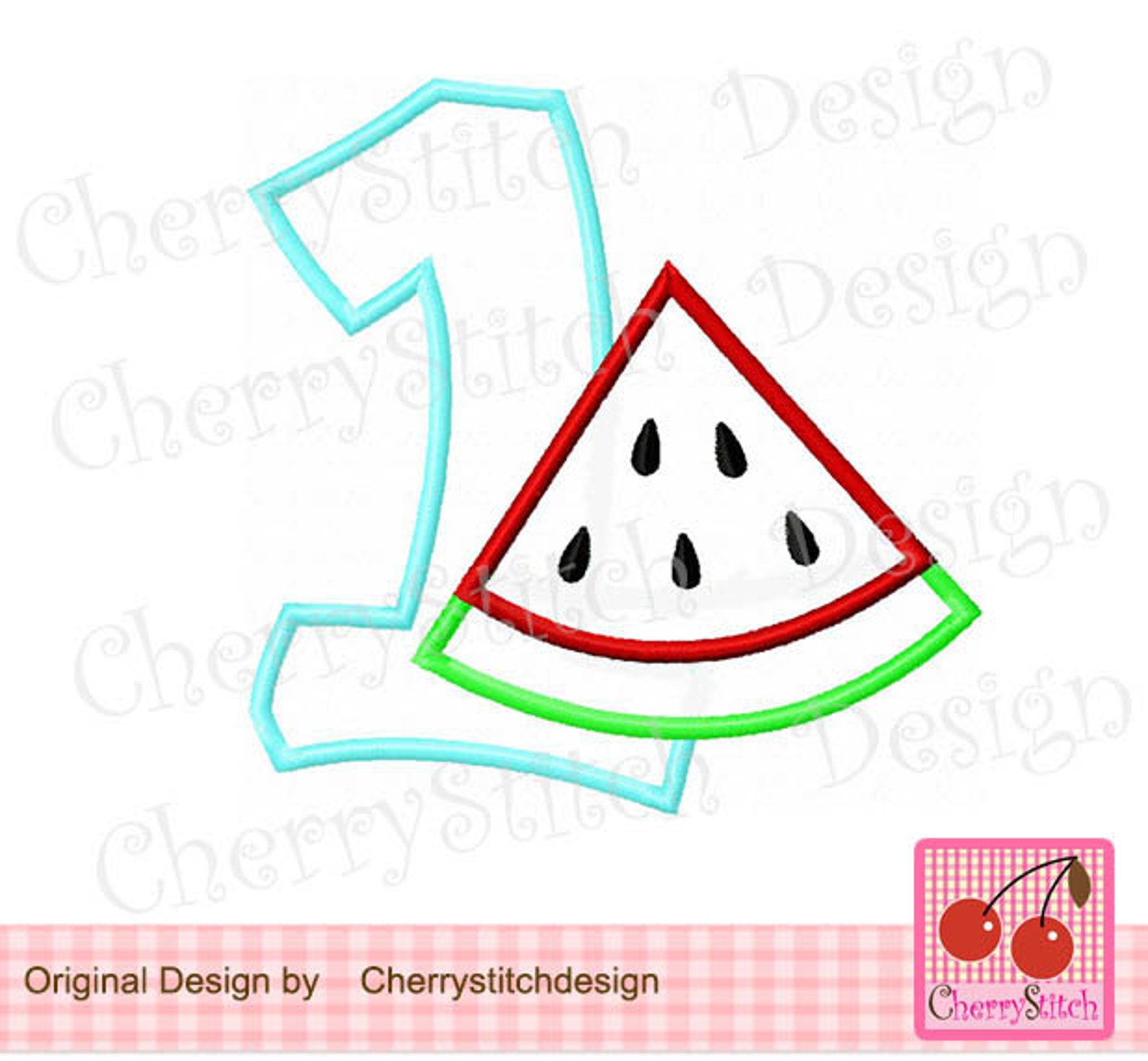 Watermelon Number 1 Birthday Machine Embroidery Applique | Etsy