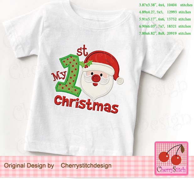 My 1st Christmas Santa Claus Christmas Machine Embroidery | Etsy