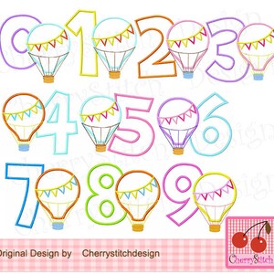 Hot Air Balloon Numbers Set Birthday Numbers Embroidery Applique Design ...