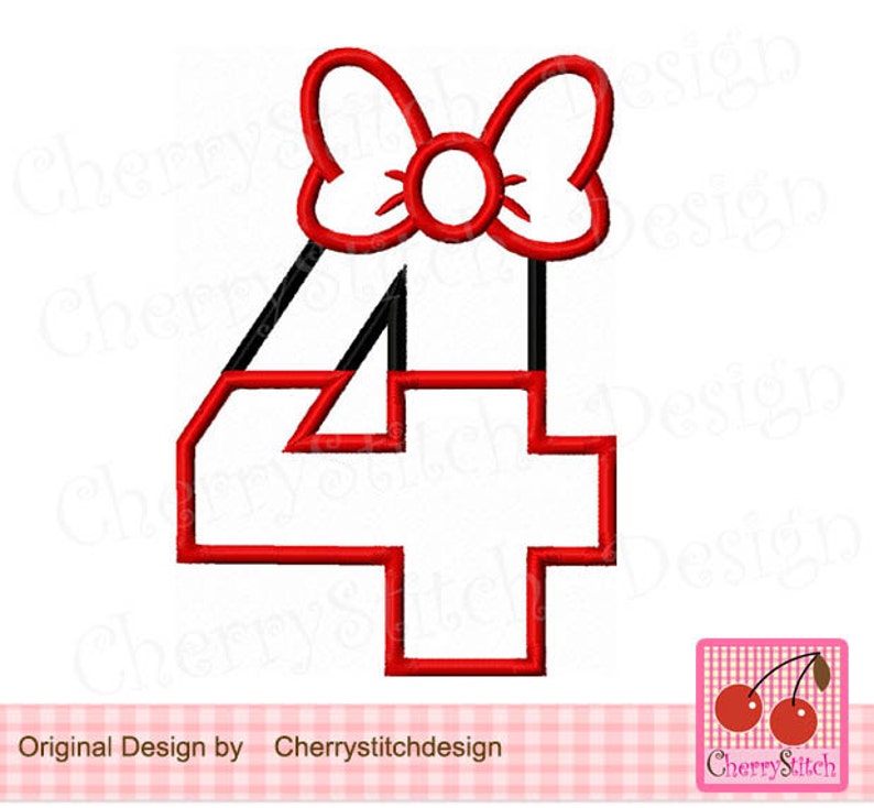 Número 4 Minnie cumpleaños máquina bordado diseño - Etsy México