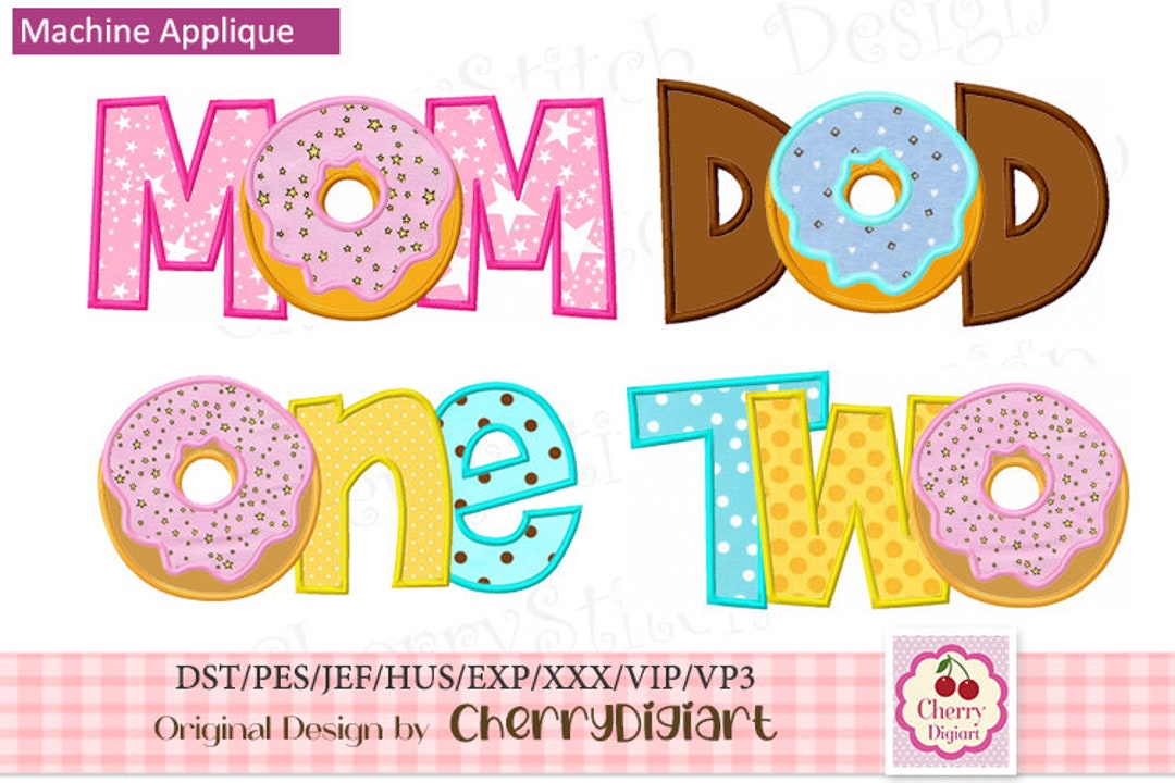 Donut Family Embroidery Bundle Dounut One Dount Two Machine Applique ...