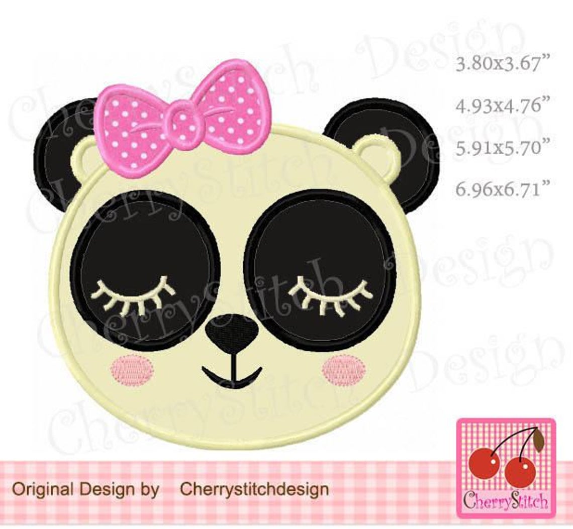 Panda Face Panda Girl Machine Embroidery Applique Design - Etsy