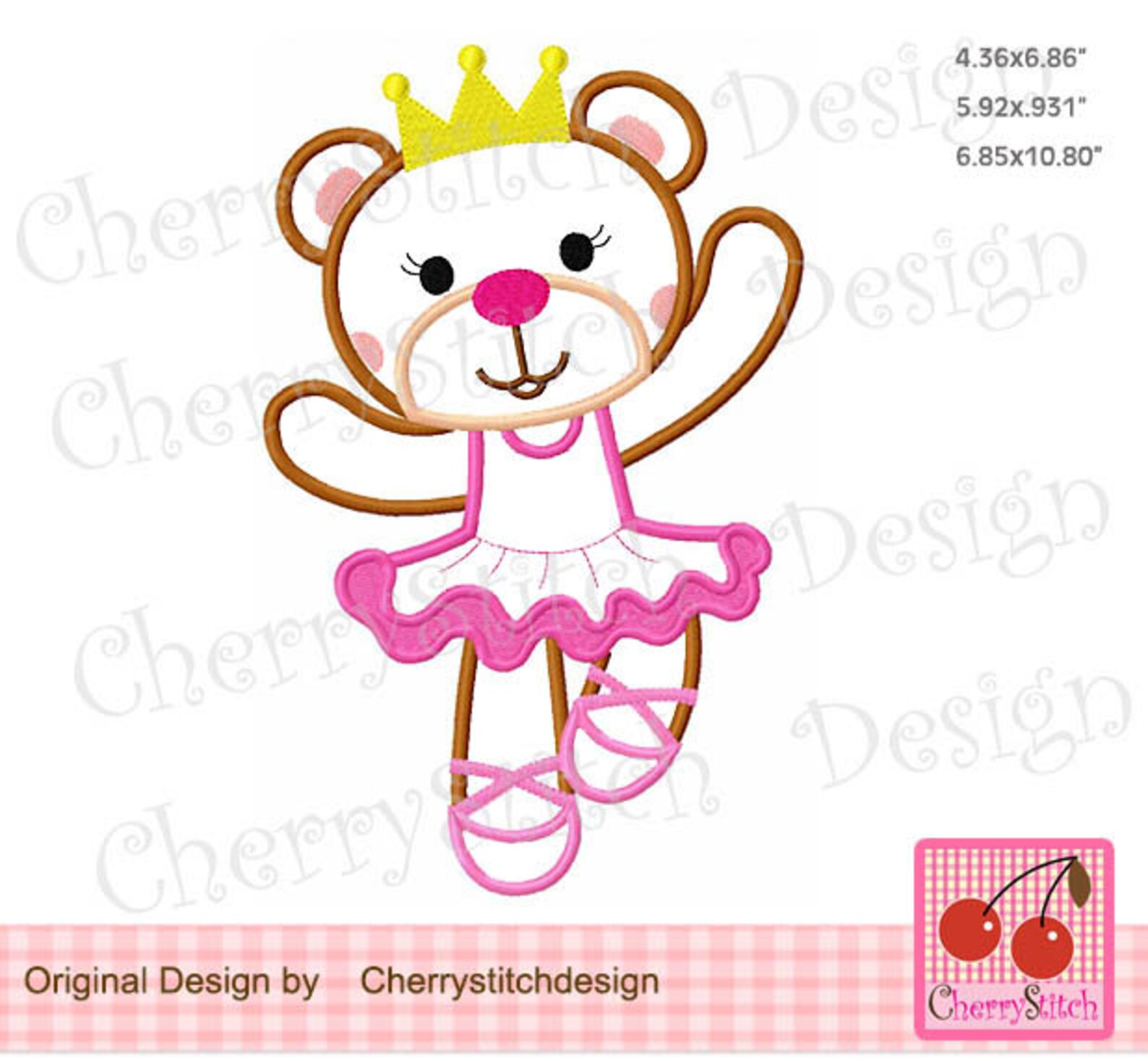 Bear Embroidery Design Dancing Ballerina Bear Machine | Etsy