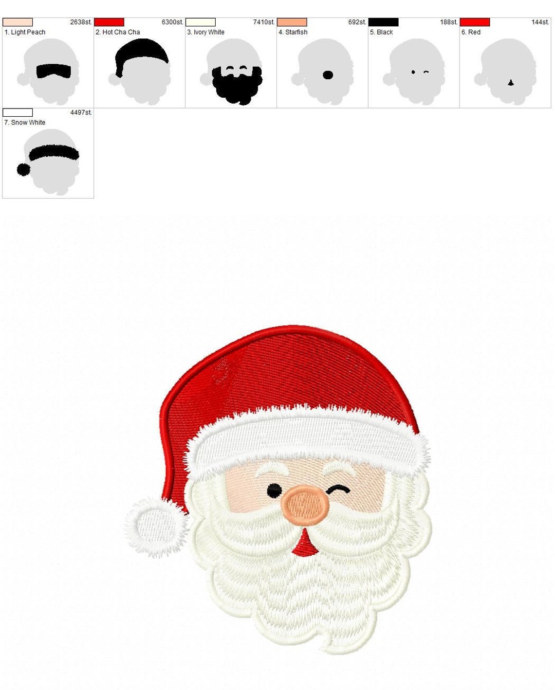 Christmas Santa Claus Face Fill Stitch Machine Embroidery - Etsy