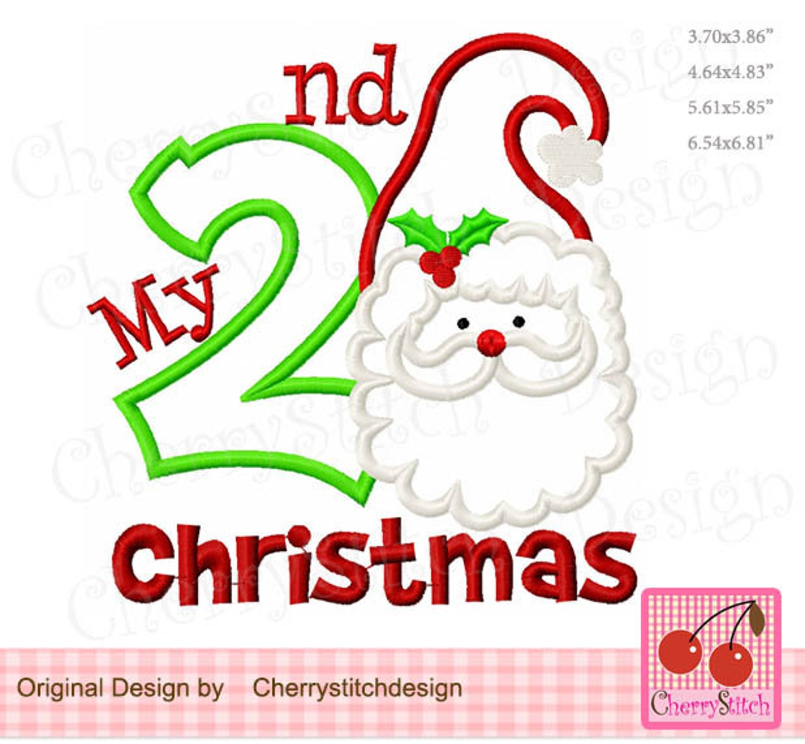 My 2nd Christmas Santa Claus Embroidery Applique CH0166 - Etsy