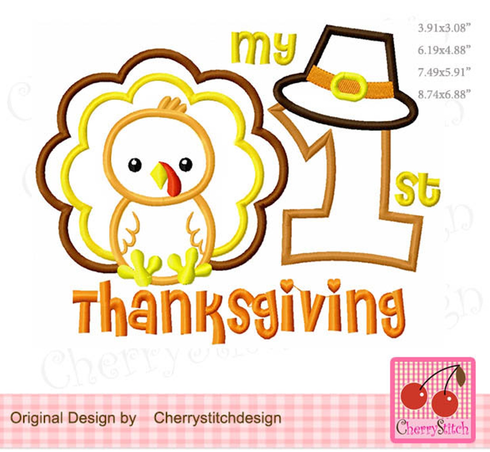 My 1st Thanksgiving Turkey Baby Boy Number 1 Machine Embroidery ...