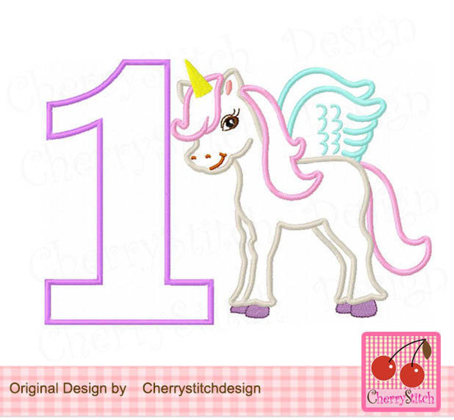 Unicorn Number 1 Birthday Machine Embroidery Design Applique - Etsy