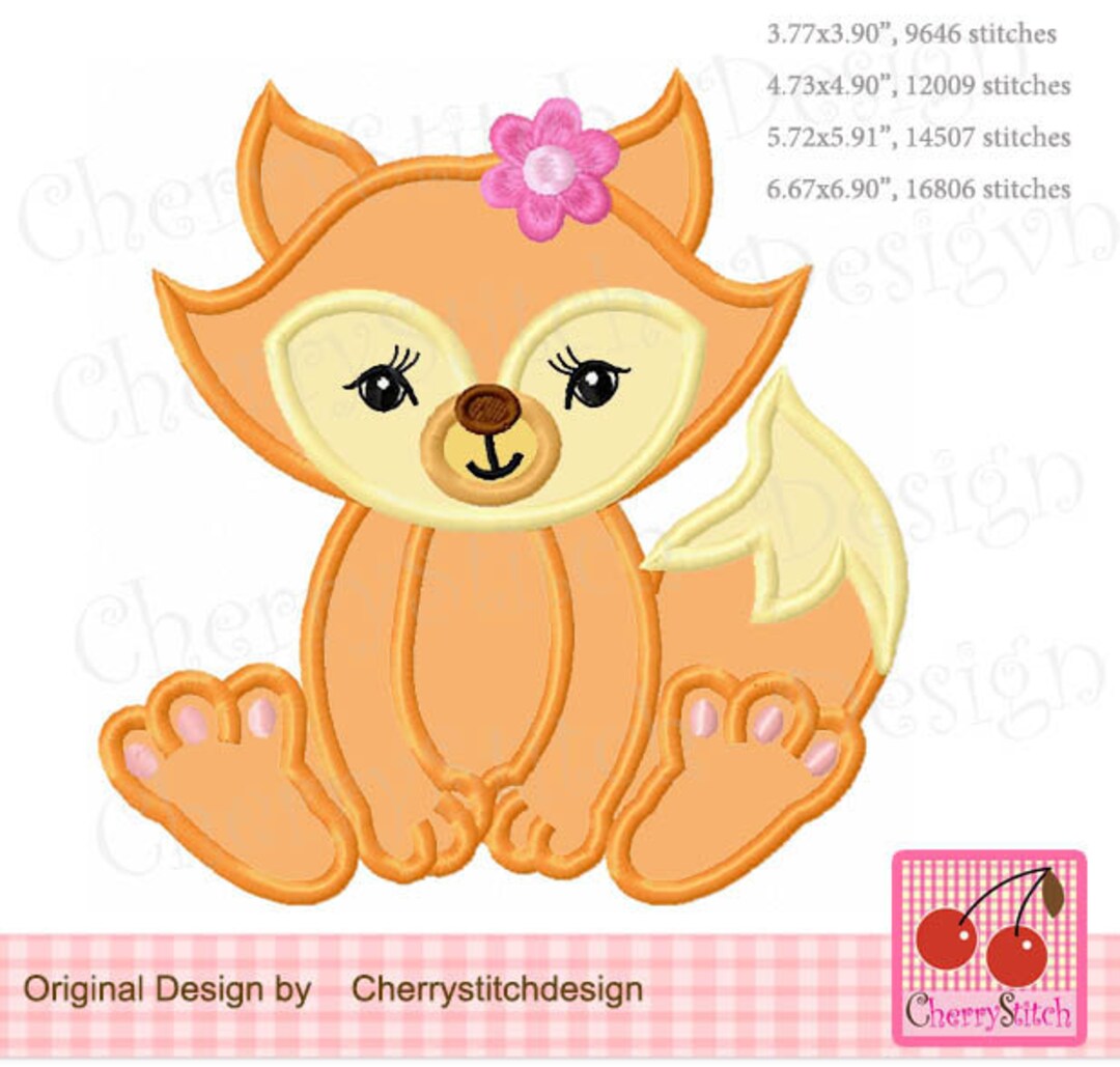 Fox Baby Fox for Girls Machine Embroidery Applique Design - Etsy