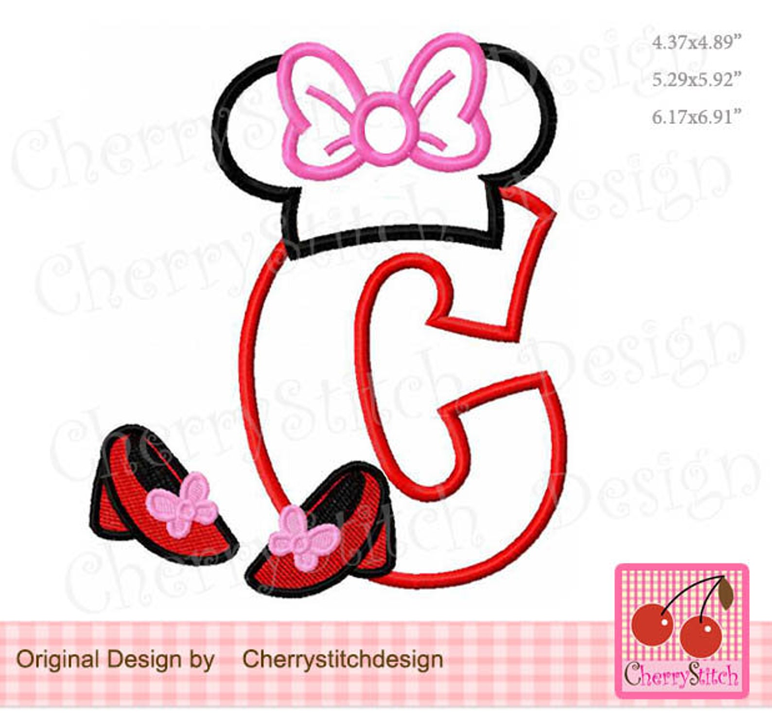 Monogram C Minnie Letter C Machine Embroidery Applique Design - 5x5 ...