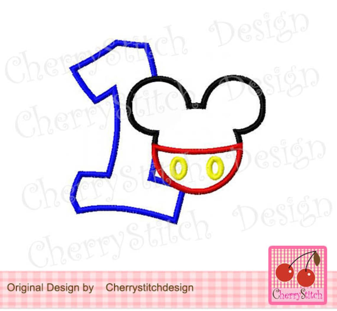 Mickey Number 1 Mickey Birthday Machine Embroidery Applique - Etsy